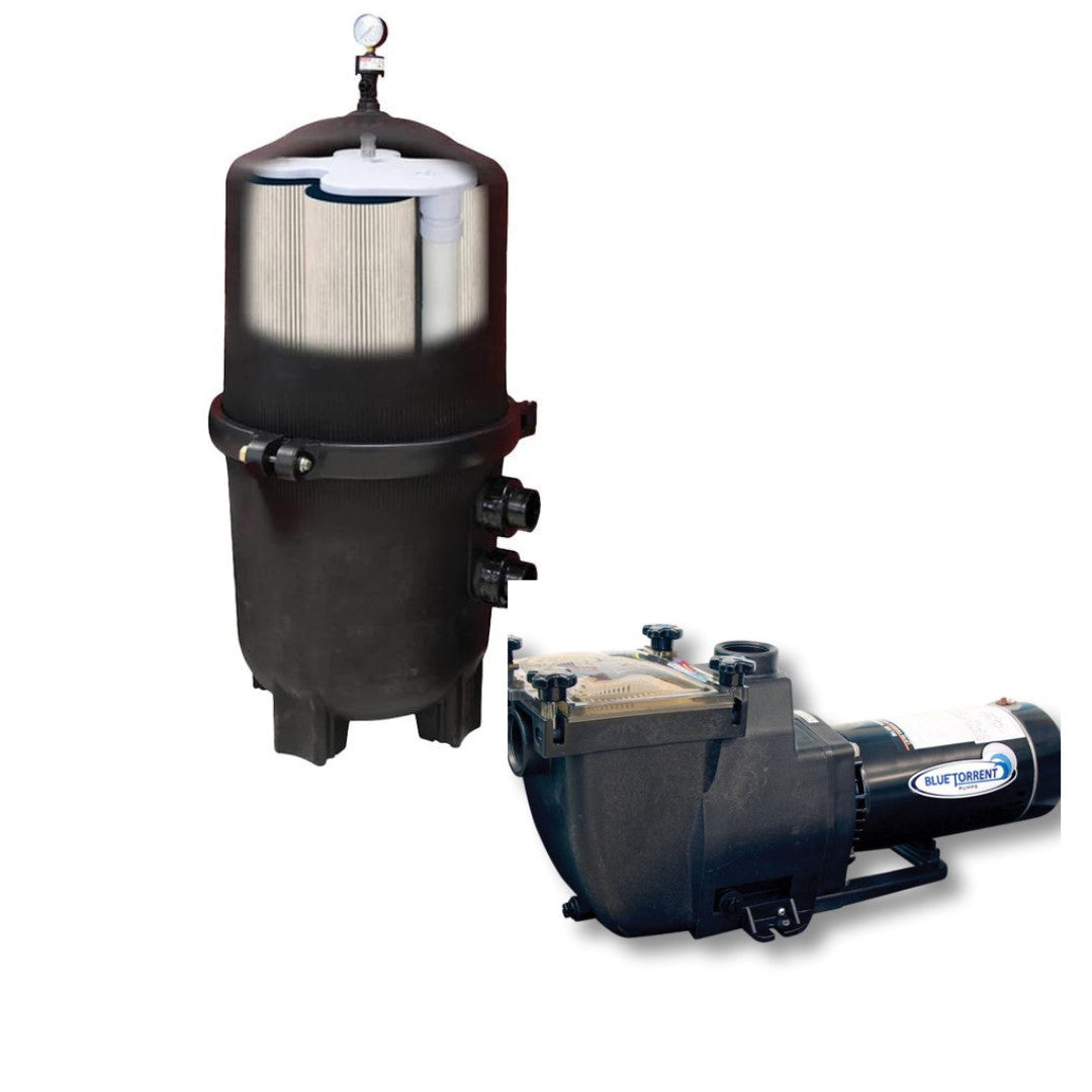 425 Sq. Ft. Black Diamond Pressure Cartridge Filter with 1.5 HP Typhoo ...