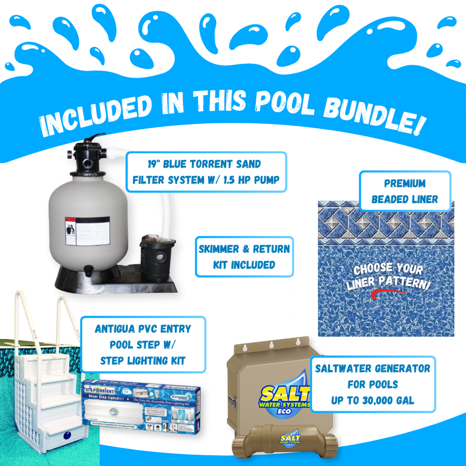 Aquasports Saltwater Aluminum Panel Semi-Inground Combo Pool Bundles | – Pool Nation USA