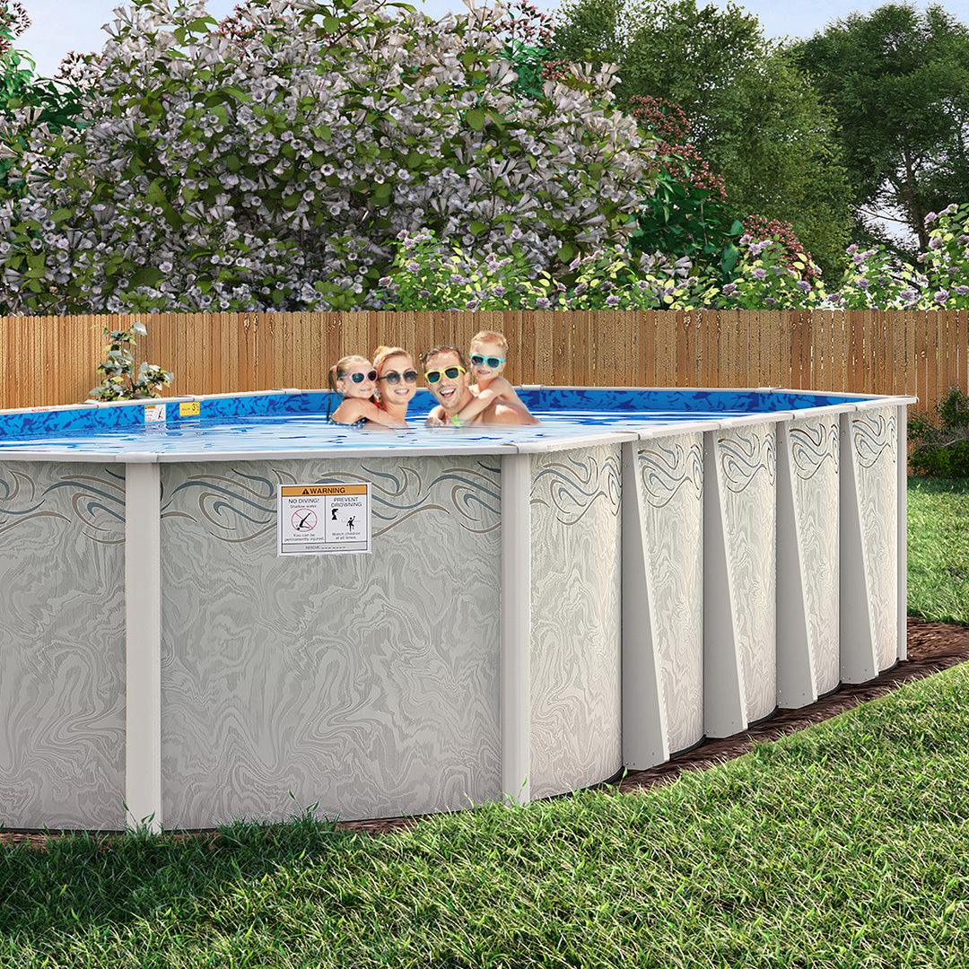 18' x 34' Silver Interlude 8" Resin Frame Oval Pool & Bundle 54" – Pool ...