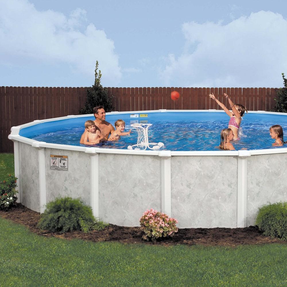 24' x 52" Grey Mist Steel Frame Round Pool & Bundle – Pool Nation USA