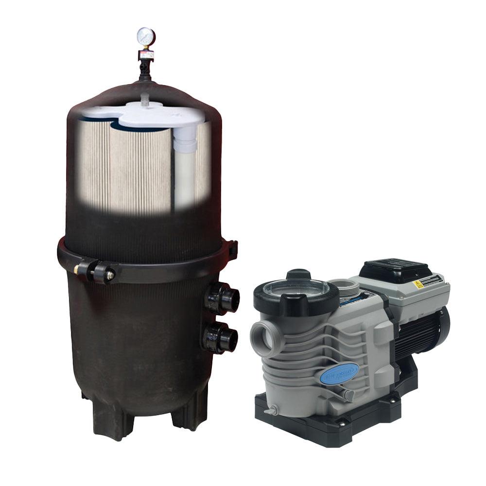 425 Sq. Ft. Black Diamond Pressure Cartridge Filter with 2.0 HP Variab ...